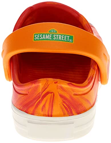 Sesame Street Toddler Clogs, Indoor Outdoor Shoes Easy On with Backstrap, Elmo Red Marble Print, Toddler Size 9