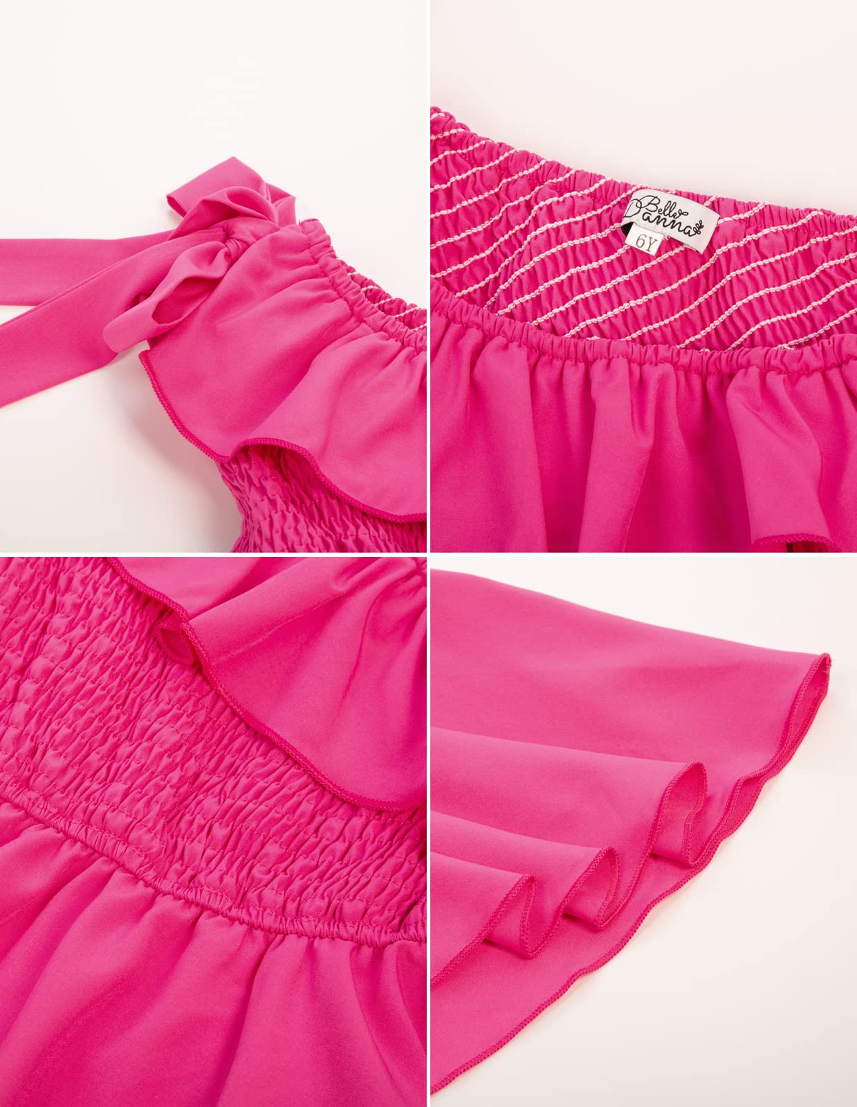 Danna Belle Pink Dress for Girls Summer Party One Shoulder Sleeveless Ruffle Dresses Size 7