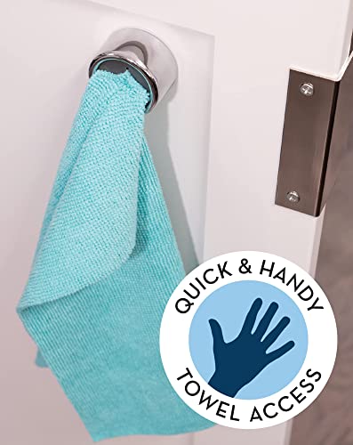 S&T INC. Round Adhesive Push Towel Hooks for Kitchen, Hand and Dish Towels, Grey, 4 Pack