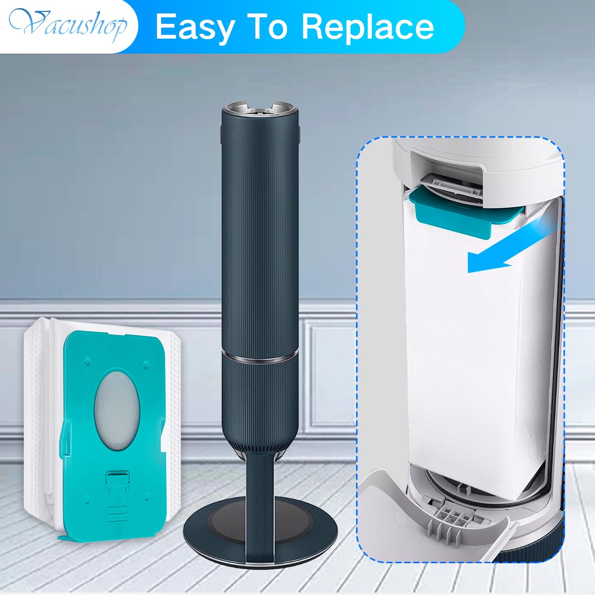 VACUSHOP Dust Bags Replacement for Samsung VCA-ADB95 BESPOKE Jet Cordless Stick Vacuum Accessories Parts 8pcs