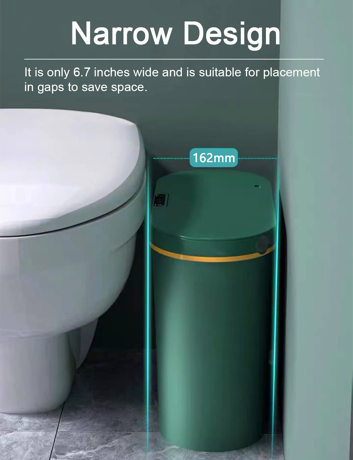 aDeerElf Automatic Trash Can with Essential Oil Diffuser,4 Gallon Bathroom Trash Cans with Lids,Touchless Trash Can Bedroom,Small Smart Trash Cans Motion Sensor Green
