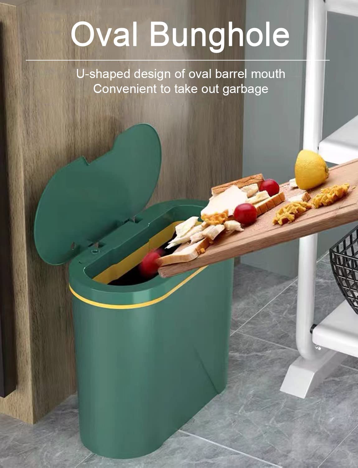 aDeerElf Automatic Trash Can with Essential Oil Diffuser,4 Gallon Bathroom Trash Cans with Lids,Touchless Trash Can Bedroom,Small Smart Trash Cans Motion Sensor Green
