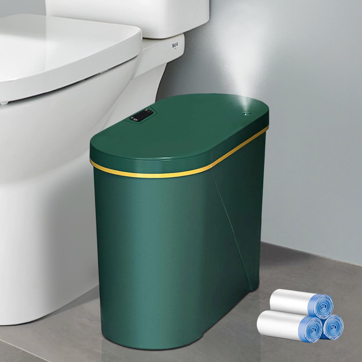 aDeerElf Automatic Trash Can with Essential Oil Diffuser,4 Gallon Bathroom Trash Cans with Lids,Touchless Trash Can Bedroom,Small Smart Trash Cans Motion Sensor Green