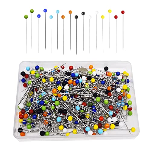 Urmspst Sewing Pins, 250PCS Straight Pins 1.5 in Quilting Pins with Colored Ball Glass Head for Fabric, Jewelry DIY, Craft and Sewing Project(Corlorful)