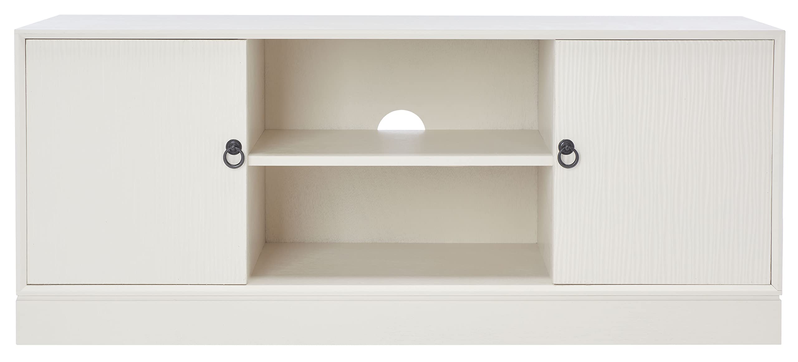 SAFAVIEH Home Collection Aliyah White 2-Door 1-Shelf Entertainment Media Stand up to 55" Flatscreen TV