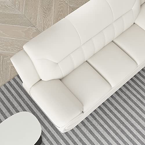 US Pride Furniture Michael Collection Modern Style Faux Leather Couch-Versatile 3 Seater Accent Piece for Living Room, Bedroom or Office-Comfortable Design and Elegant Look, 79" Sofa, Snowy White