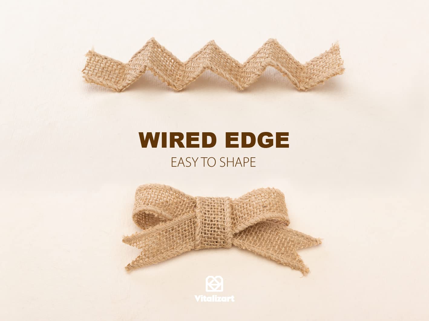 Vitalizart Burlap Ribbon Wired 1 Inch x 12 Yard Natural Burlap Fabric Jute Ribbon for Gift Wrapping Home Decor Wedding Decor Fall Decor Burlap Bows Flower Bouquet Christmas Tree