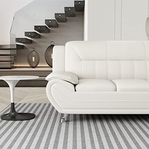 US Pride Furniture Michael Collection Modern Style Faux Leather Couch-Versatile 3 Seater Accent Piece for Living Room, Bedroom or Office-Comfortable Design and Elegant Look, 79" Sofa, Snowy White