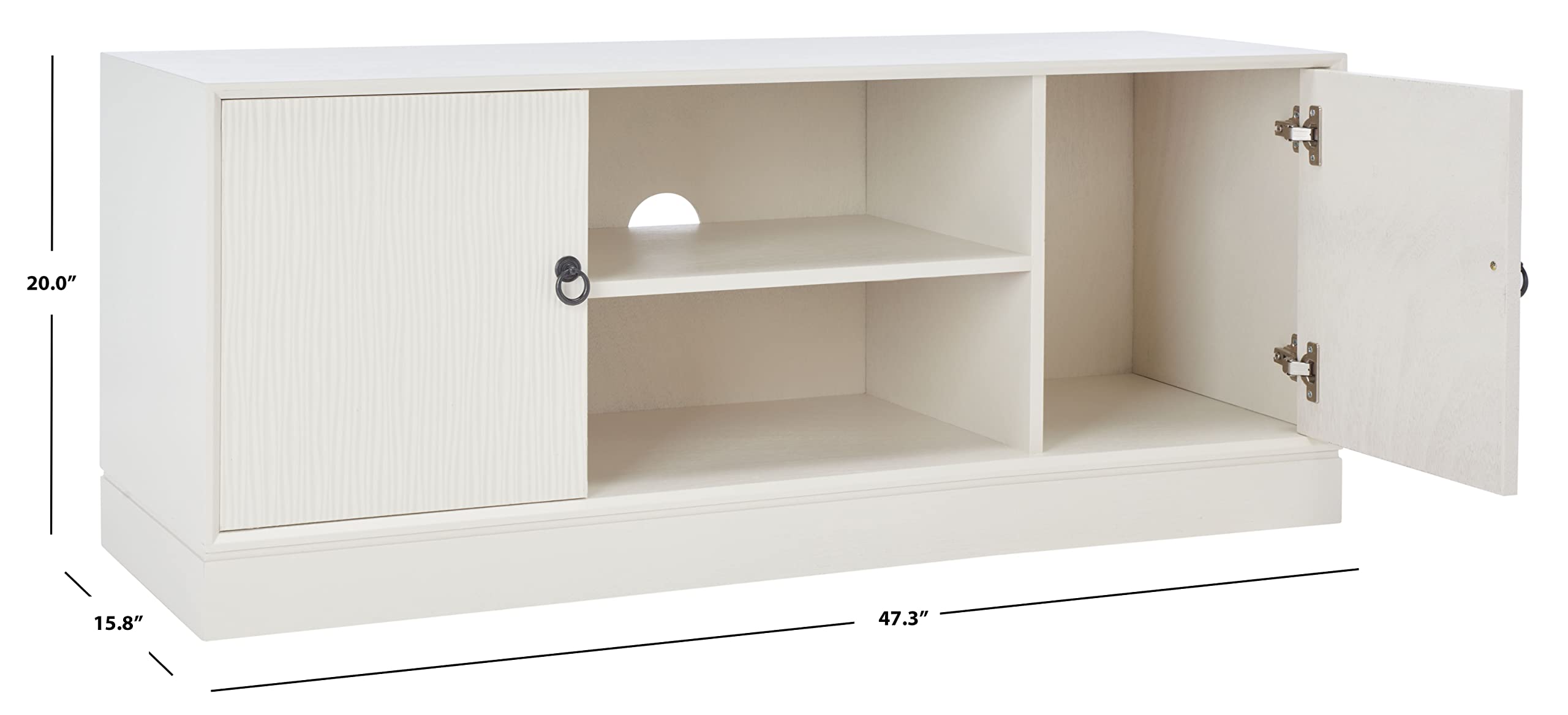 SAFAVIEH Home Collection Aliyah White 2-Door 1-Shelf Entertainment Media Stand up to 55" Flatscreen TV
