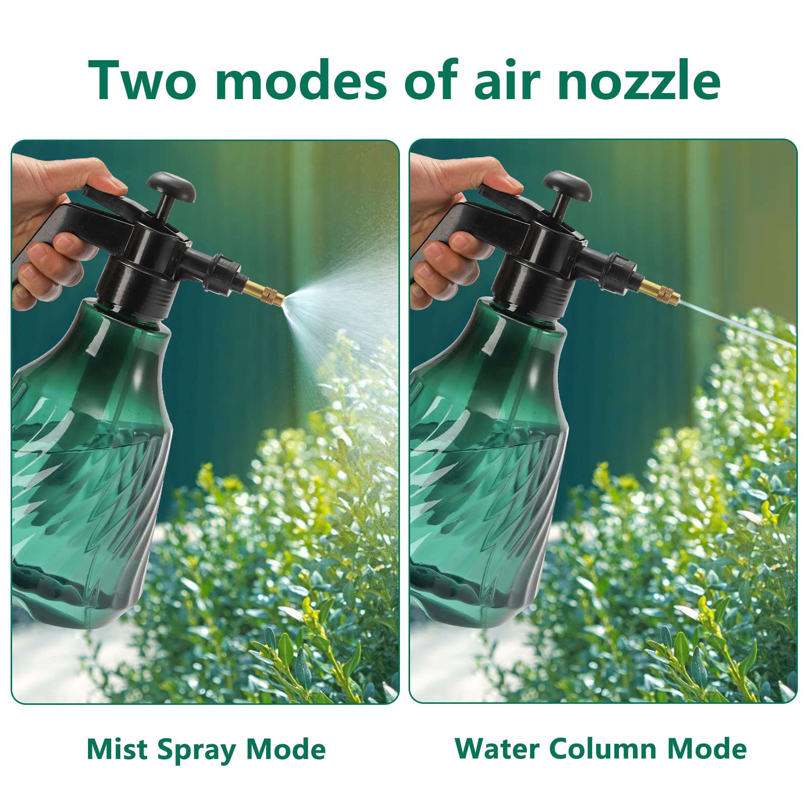ZEAYEA 2 Pack 0.5 Gallon Hand Held Garden Sprayer, Pump Pressure Water Sprayer, Plastic Watering Can with Adjustable Nozzle, Hand Sprayers for Lawn, Garden, Indoor and Outdoor Gardening, Home Cleaning