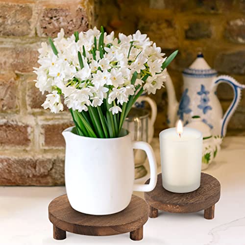JKLIND 3PCS Wooden Display Riser for Display,Round Display Stand,Wood Riser Pedestal Stand for Home Decor and Organizer(Rustic Brown,8/6/5'')