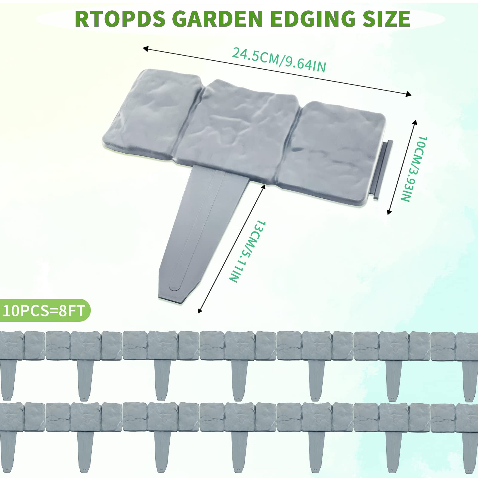 Garden Fence,Garden Edging,Landscape Edging,for DIY Decorative Patios Lawn Paths Landscape Walkways Flower Bed Edging (10 PCS)