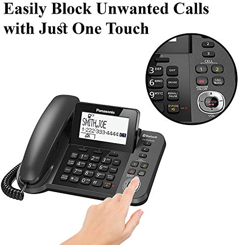 Panasonic KX-TGF382M Link2Cell Bluetooth Corded/Cordless Cordless Phone and Answering Machine with 2 Cordless Handsets (Renewed)