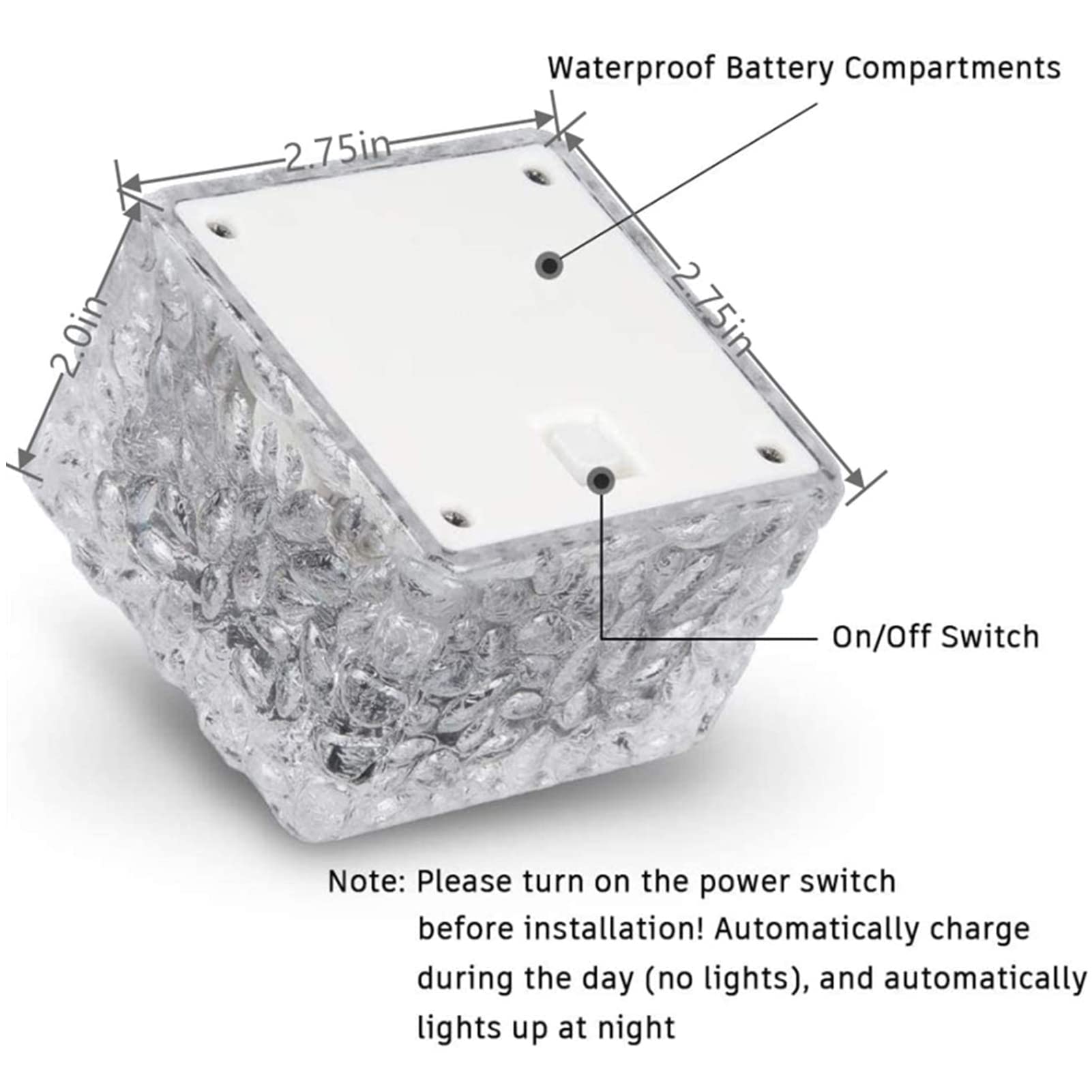 HOFLYW 6 Pack Solar Brick Lights Landscape Path Light Garden Decoration Yard Paver Road Lighting Recessed Paver for Garden, Pathway, Patio, Walkway Decor