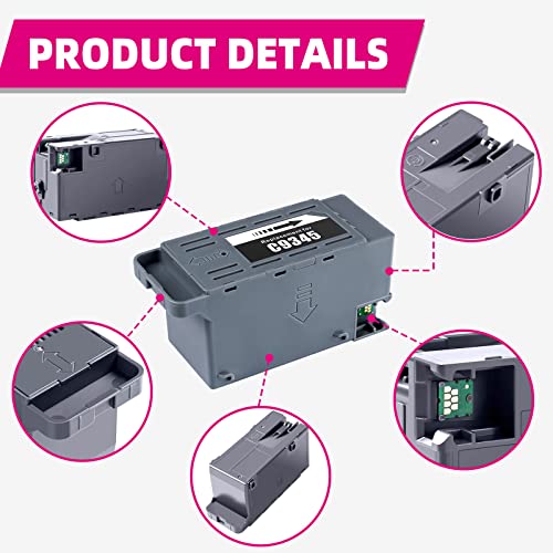 C9345 Ink Maintenance Box, C12C934591 Waste Ink Collector for EcoTank Pro ET-5880 ET-5850 ET-5800 ET-16600 ET-16650 Workforce Pro WF-7820 WF-7840 ST-C8000 Printer - 2 Pack, Remanufactured