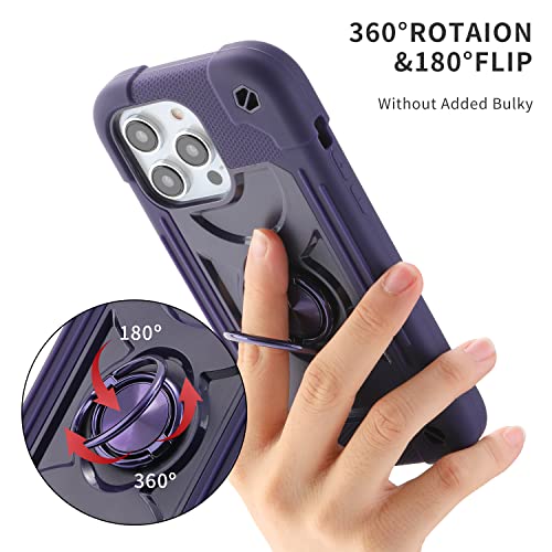 MARKILL Compatible with iPhone 14 Pro Max Case 6.7 Inch with Ring Stand, [Soft Silicone and Hard Plastic ] Heavy-Duty Military Grade Shockproof Phone Cover for iPhone 14 Pro Max. (Deep Purple)