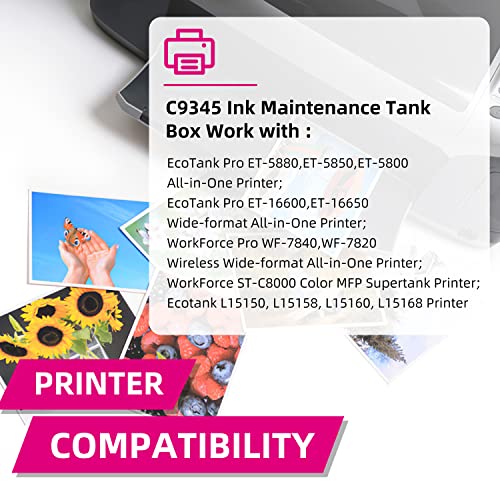 C9345 Ink Maintenance Box, C12C934591 Waste Ink Collector for EcoTank Pro ET-5880 ET-5850 ET-5800 ET-16600 ET-16650 Workforce Pro WF-7820 WF-7840 ST-C8000 Printer - 2 Pack, Remanufactured