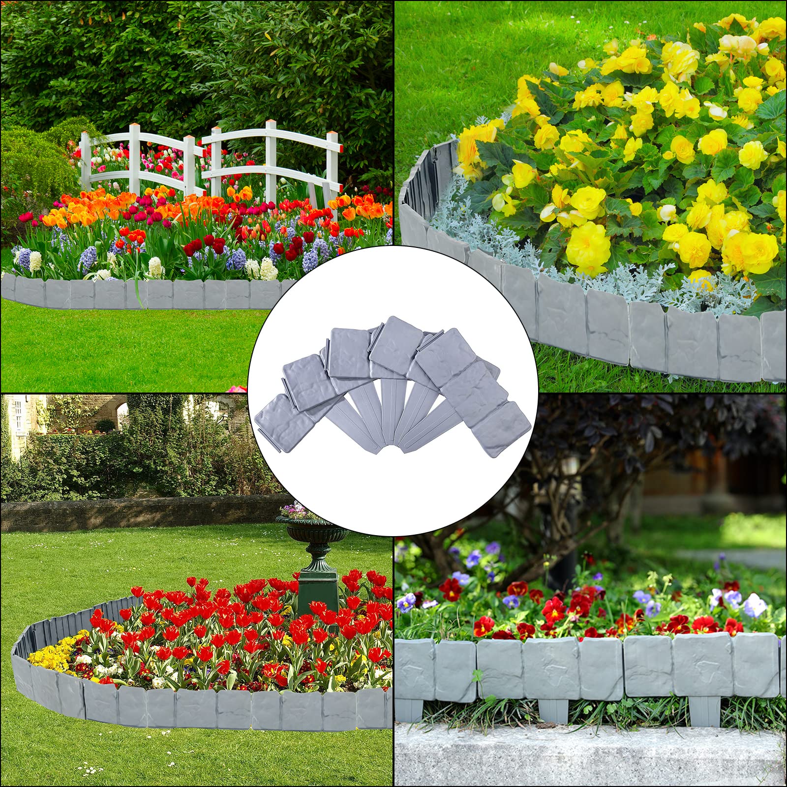 Garden Fence,Garden Edging,Landscape Edging,for DIY Decorative Patios Lawn Paths Landscape Walkways Flower Bed Edging (10 PCS)