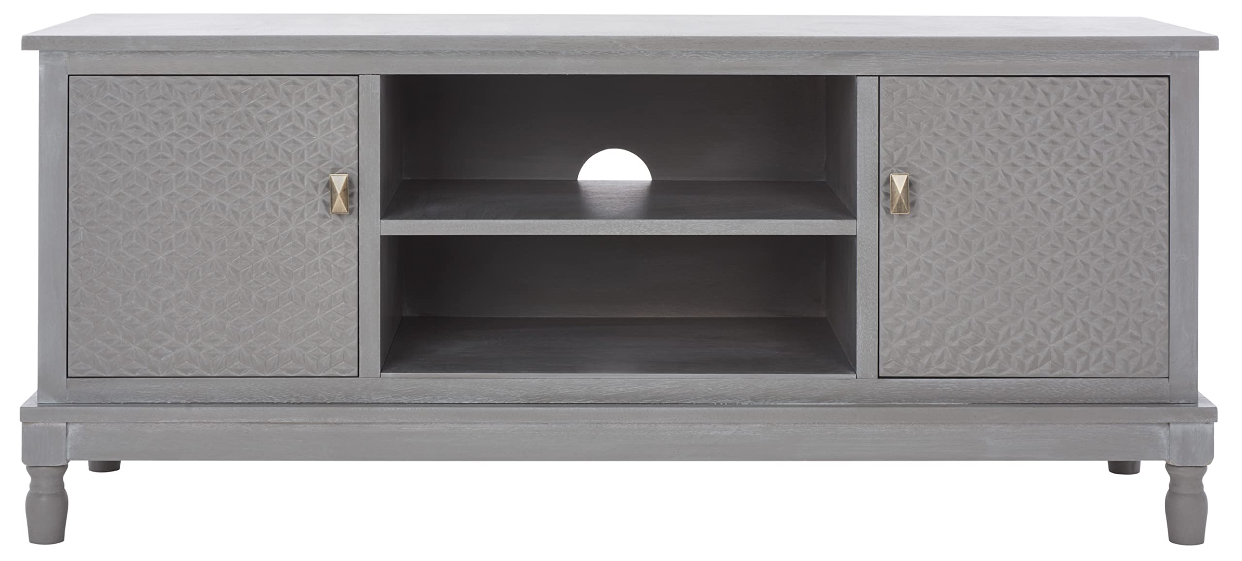 SAFAVIEH Home Collection Halton Distressed Grey 2-Door 1-Shelf Entertainment Media Stand up to 55" Flatscreen TV