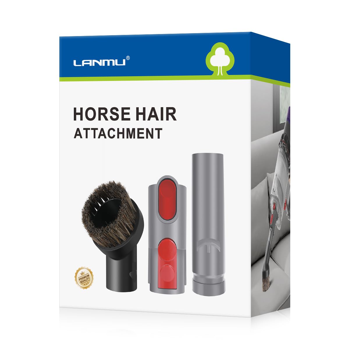 LANMU Horse Hair Brush Vacuum Attachments Compatible with Dyson V15 V12 V11 V10 V8 V7 V6 Vacuum Cleaner, 1.25" Soft Vacuum Dust Brush Accessories