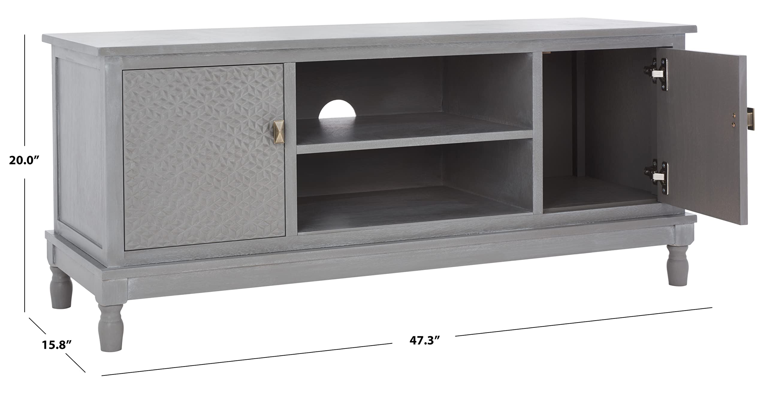 SAFAVIEH Home Collection Halton Distressed Grey 2-Door 1-Shelf Entertainment Media Stand up to 55" Flatscreen TV