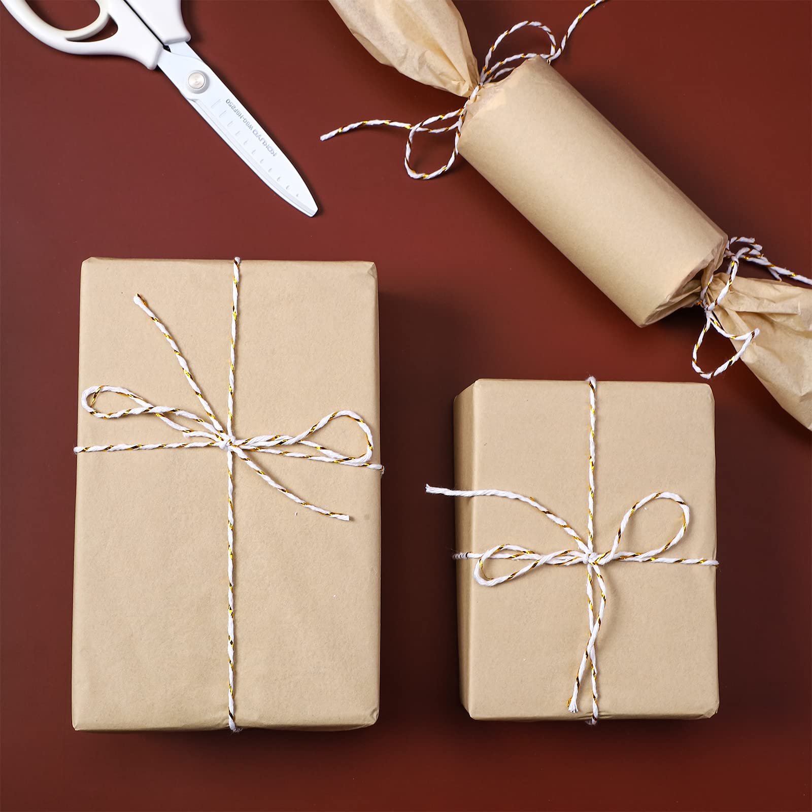 Packanewly Bulk Gift Wrapping Tissue Paper, 100 Sheets Kraftt Brown, 15 x 20 Inch Gift Wrap Paper for Art Craft Festival Birthday Party Floral Pompom
