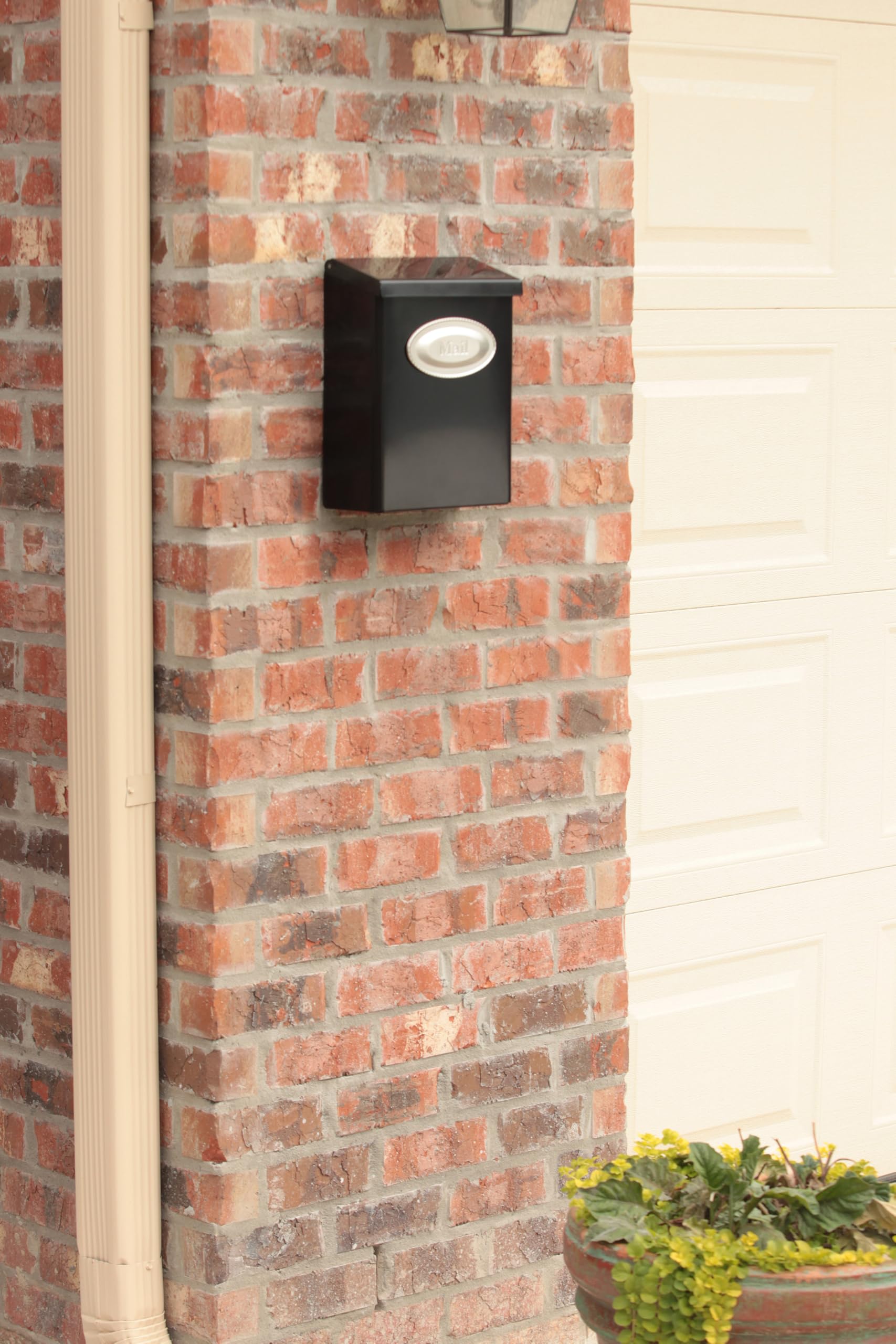 Architectural Mailboxes Designer Galvanized Steel, Locking Wall Mount Mailbox, Black with Satin Nickel