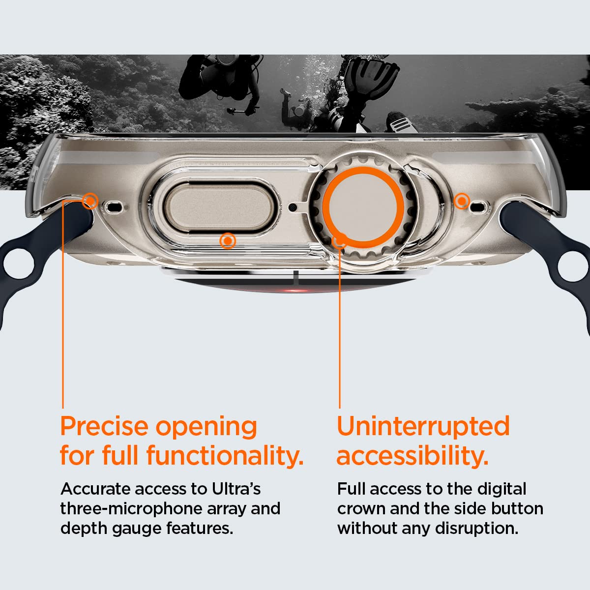 Spigen Thin Fit Designed for Apple Watch Ultra 2/1 Case 49mm Lightweight Hard PC Cover - Crystal Clear