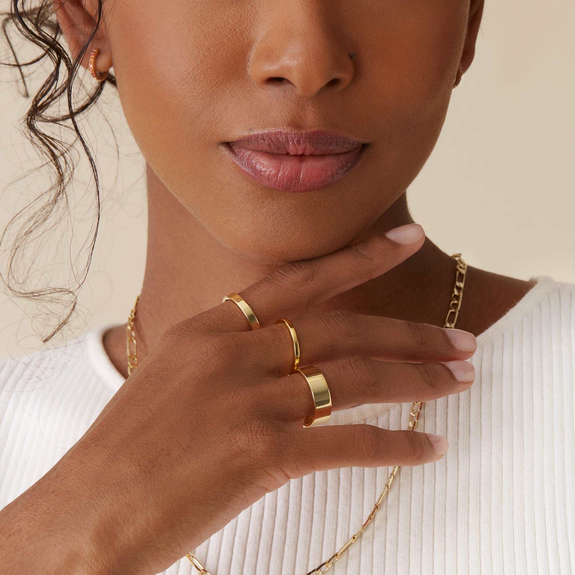 PAVOI 18K Gold Plated Stacking Rings Set for Women (Yellow Gold, Size 8)