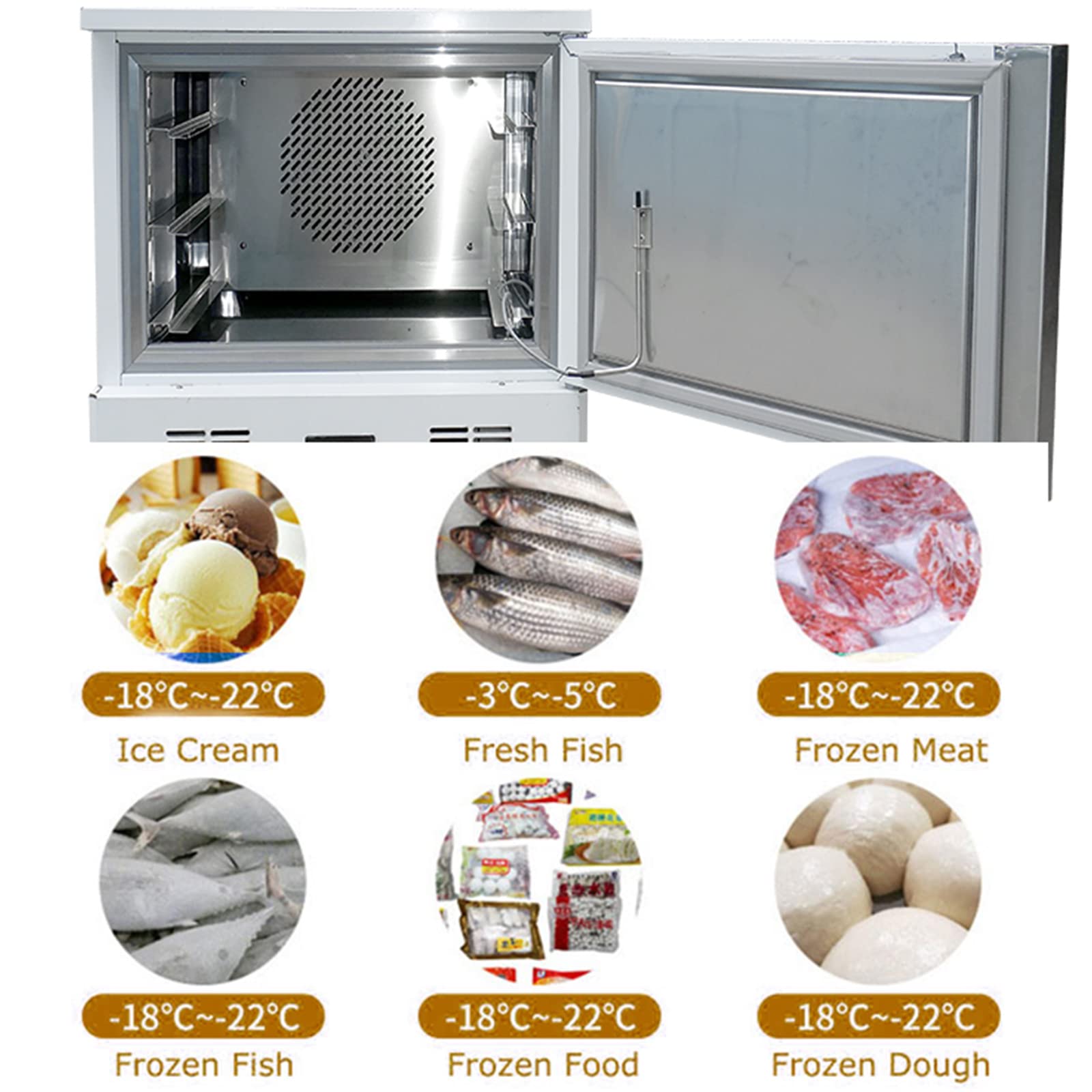 Kolice Commercial 5 Trays Blast Chiller & Freezer, Chest Freezer, Blast Freezer, Flash Freezers, Dumpling Freezer, Batch Freezer for Restaurant Bakery School Hard ice Cream, Chicken, Fish, Dessert etc