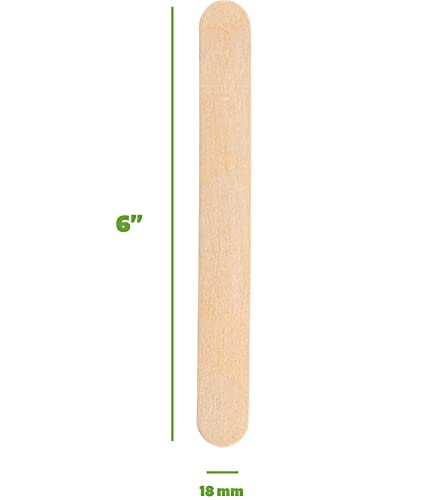 [100 Count] Jumbo 6 Inch Wooden Multi-Purpose Popsicle Sticks ,Craft, ICES, Ice Cream, Wax, Waxing, Tongue Depressor Wood Sticks