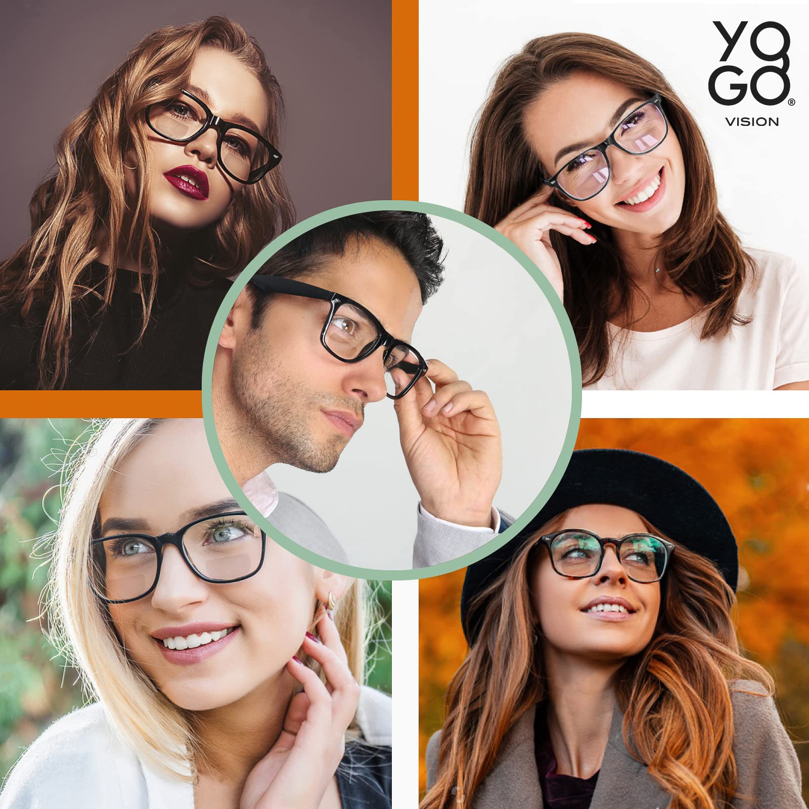 Yogo Vision Bifocal Reading Glasses for Women Men Rectangle Multifocal Readers Fashion Nerd Eyeglasses 3 Pack: Black, Clear, Grey Havana 2.75