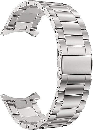 Alimingyan Titanium Watch Band for Samsung Galaxy Watch 5 no Gap Metal Strap Band, Galaxy Watch 5 4 40mm 44mm 45mm Titanium Band (Silver)