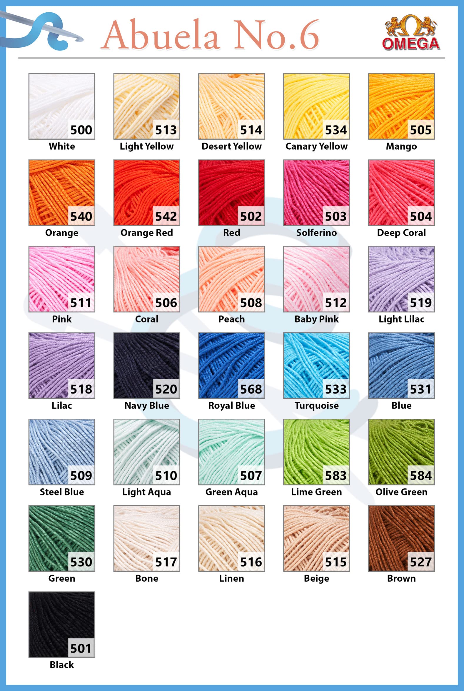 Abuela NO.6 [70grs] by Omega - Soft Yarn 100% Mercerized Cotton Yarn - Color 18-Royal Blue 568