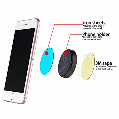 AICEL Magnetic Sticky Car Phone Mount, Strong Magnet Cell Phone Holder for Dashboard, Adhesive Stick on Table Wall Mount, Auto Interior Accessories Universal for iPhone, Samsung, Smartphones