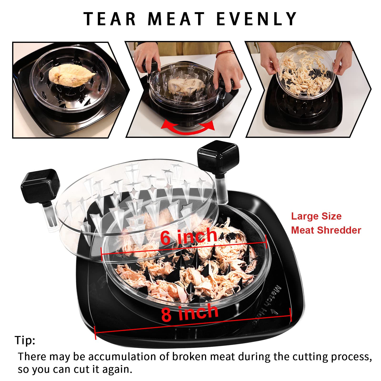 NSODREEM Chicken Shredder, Multifunctional Meat Shredder, Black, Stainless Steel, Shredding Meat, Grinding Vegetables, Making Nut Butters