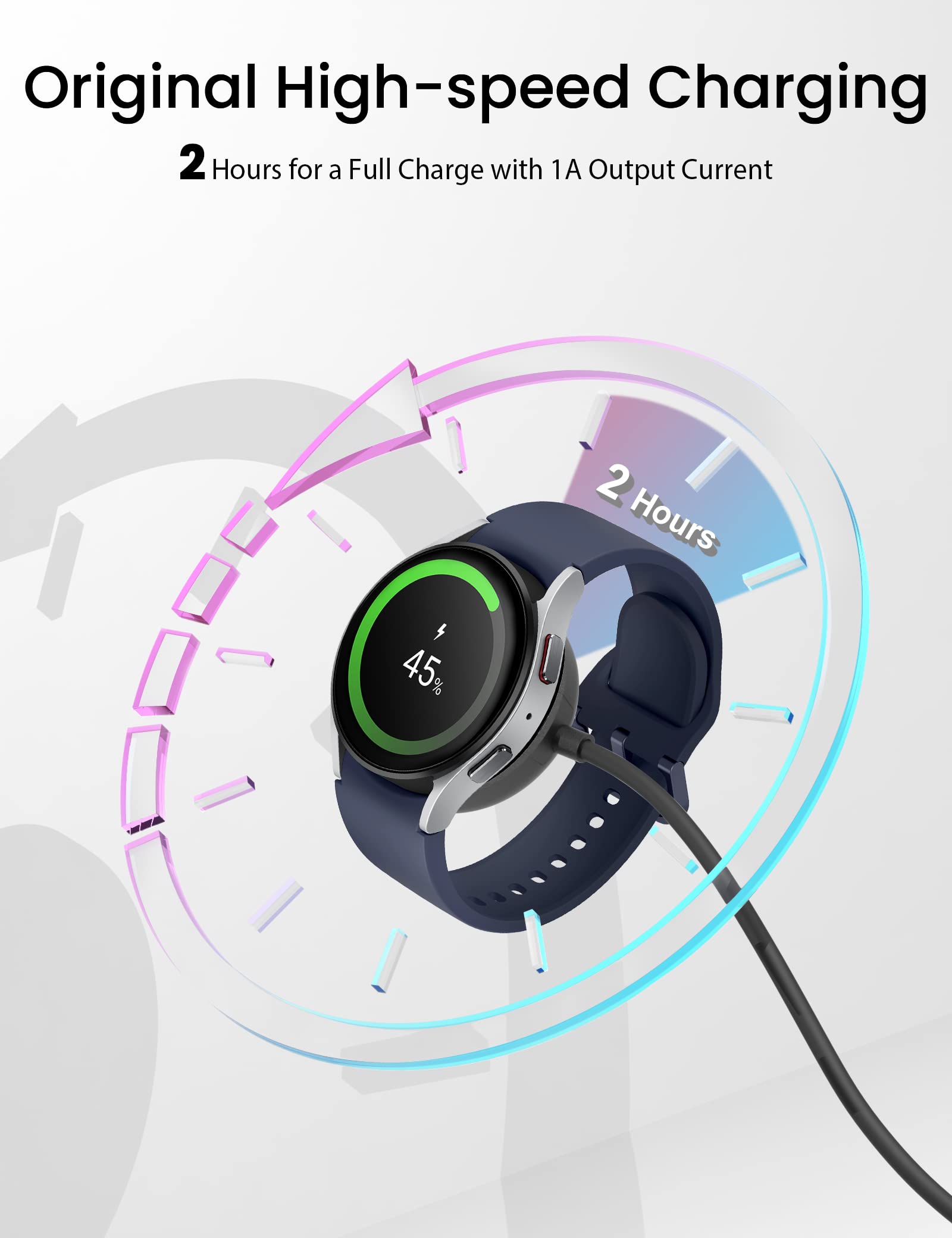Sinoacc Charger for Samsung Galaxy Watch 7/6/6 Classic/5/5 Pro/4/4 Classic/3/Active 2/Active 1/Ultra/Fe Galaxy Watch Charger 3.3Ft USB Magnetic Wireless Charging Cable Cord for Samsung Galaxy Watch