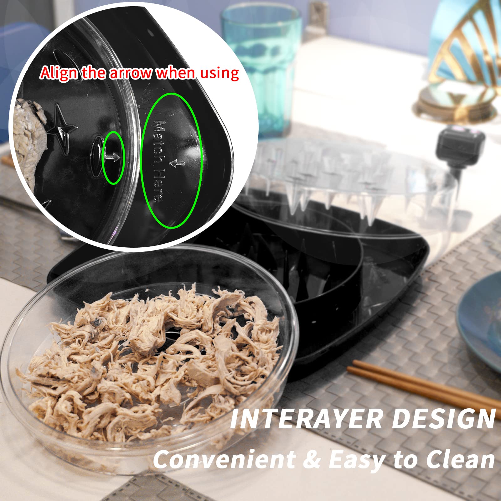NSODREEM Chicken Shredder, Multifunctional Meat Shredder, Black, Stainless Steel, Shredding Meat, Grinding Vegetables, Making Nut Butters