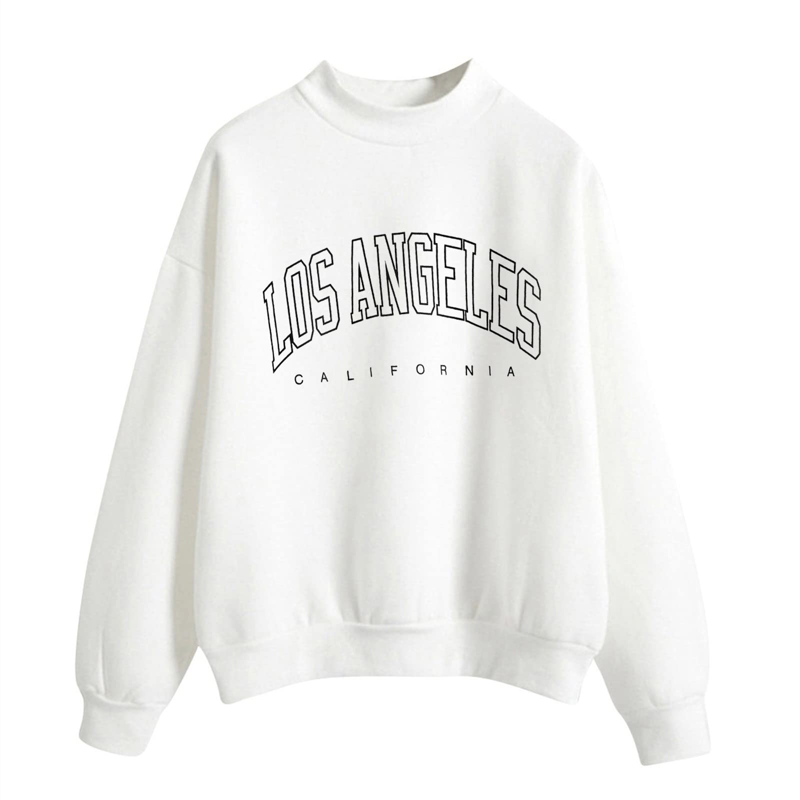 Ollysqiar Autumn Winter O Neck Solid Color Prints Long Sleeve Pullover,pallets for sale liquidation unclaimed,shopping search,return box,1 items one dollar items White