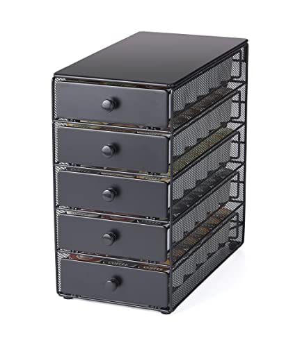 Nifty Coffee Pod Drawer β Black Satin Finish, Compatible with K-Cups, 90 Pod Pack Capacity Rack, 5-Tier Holder, XXL Storage, Stylish Home or Office Kitchen Counter Organizer