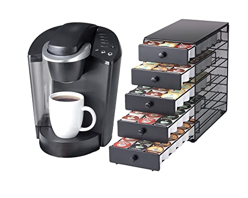 Nifty Coffee Pod Drawer β Black Satin Finish, Compatible with K-Cups, 90 Pod Pack Capacity Rack, 5-Tier Holder, XXL Storage, Stylish Home or Office Kitchen Counter Organizer