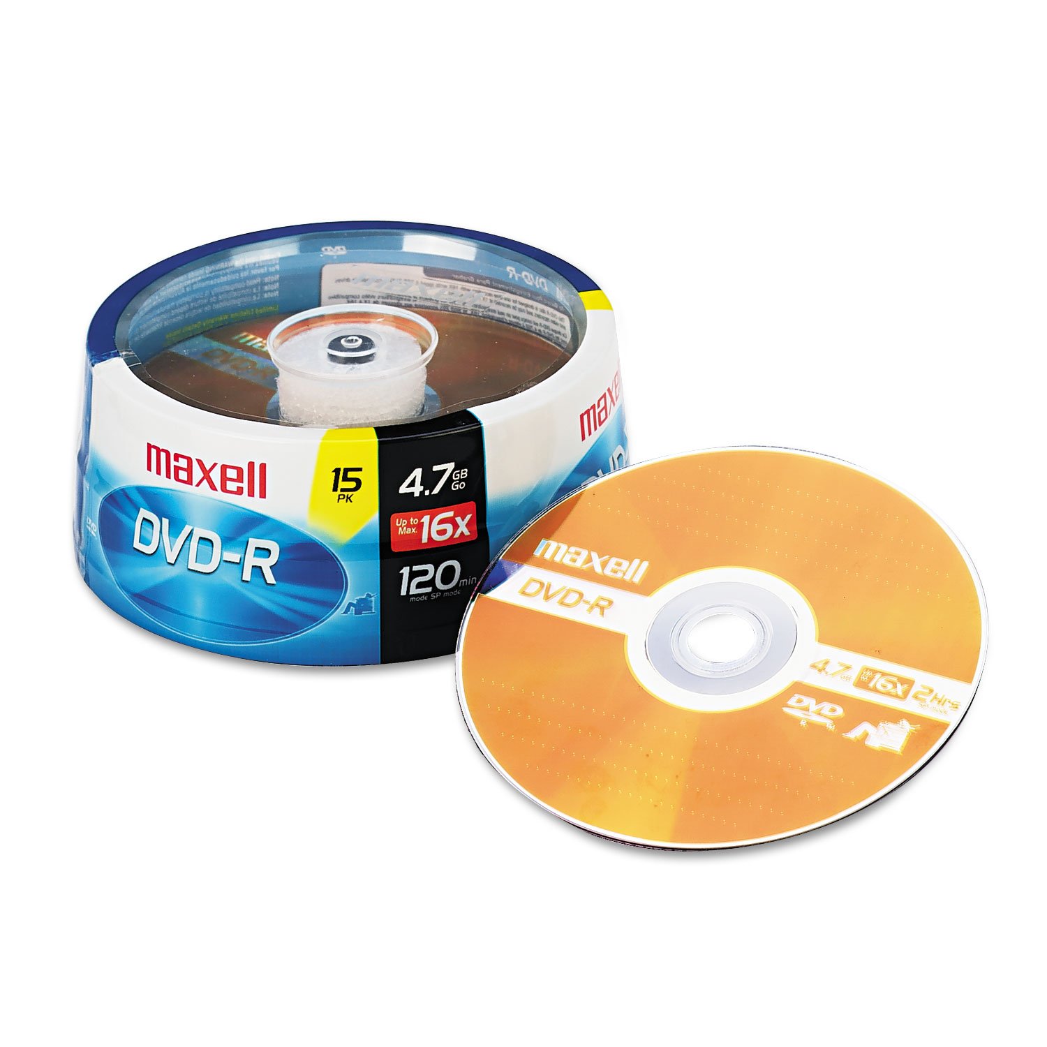 Maxell 648205 Polycarbonate Substate 700Mb 80 Min CD-Recordable Slim Jewel 5 Pack & 638006 DVD-R 4.7 Gb Spindle with 2 Hour Recording Time & Superior Recording Layer Technology, 100 Year Archival Life