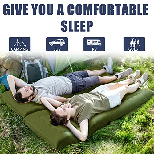 MAXYOYO Roll Up Mattress Sleeping Mat, Floor Futon for Outdoor Indoor, Upgraded Portable and Foldable Mattress, Green Twin, 75x36 Inch