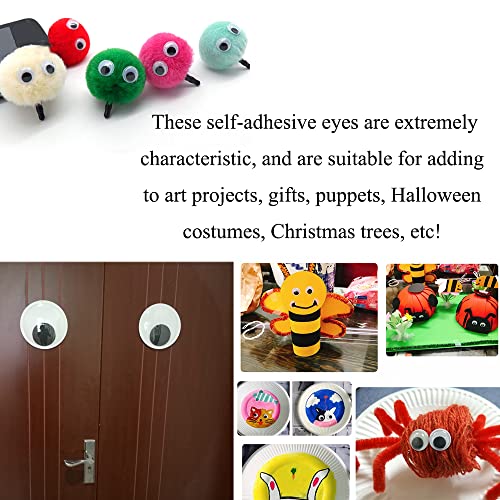 HAHIYO 450PCs 7MM/0.3Inch Black Self Adhesive Wiggle Googly Eye Mini Plastic Easy Peel Off Googly Eye Round Sticker Eye Realistic Eyeball Decorative Wiggle Eye for Halloween DIY Craft Pompom Slime