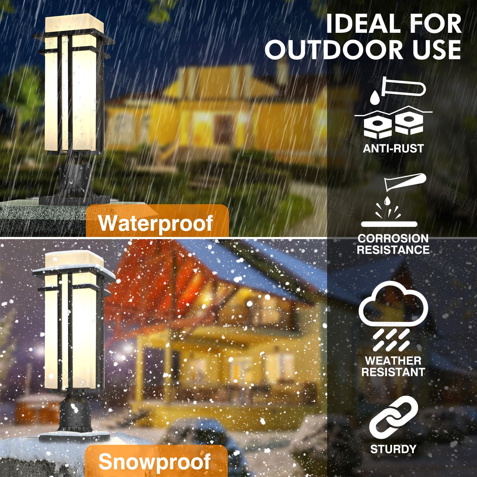 Yoenecea Outdoor Post Light Fixture - Aluminum Lamp Posts Outdoor Lighting, Outdoor Lightpost Lantern with 3-Inch Pier Mount Base Outside Pole Lighting for Porch Garnden (22''H, 1 pc)