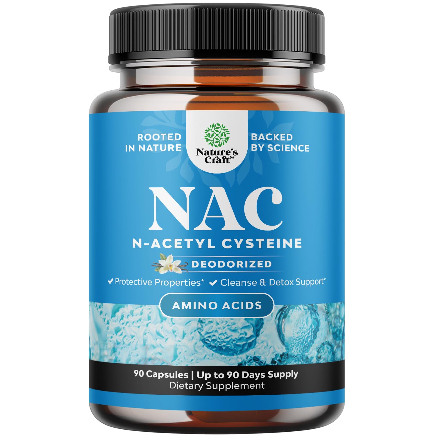 Natures Craft NAC Supplement N-Acetyl Cysteine 600mg- High Absorption NAC 600 mg Capsules Glutathione Precursor for Liver Cleanse Detox Kidney Support Lung Health Immunity and Brain Supplement