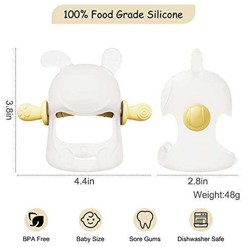 Teething Toys for Babies 0-6 Months, Never Drop Silicone Baby Mitten Teether for Soothing Teething Pain Relief, Baby Chew Toys for Sucking Needs White - Dilovely