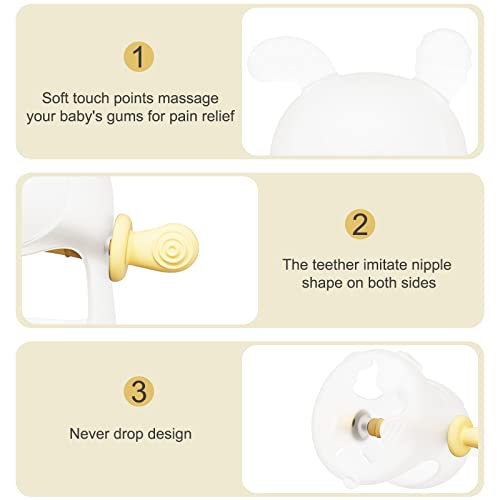 Teething Toys for Babies 0-6 Months, Never Drop Silicone Baby Mitten Teether for Soothing Teething Pain Relief, Baby Chew Toys for Sucking Needs White - Dilovely