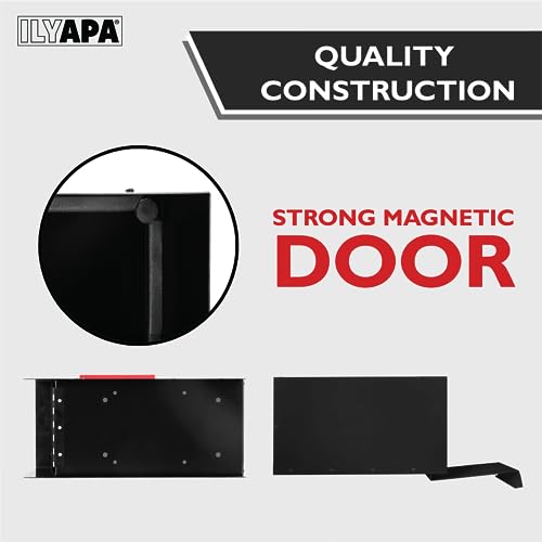 Ilyapa Tab Design Mailbox, Ready to Post Mount - All Black Powder Coated Steel Heavy Duty Curbside Welded Mailbox, All Weather Durable & Corrosion Resistant, Stainless Steel Hinges & Magnetic Door