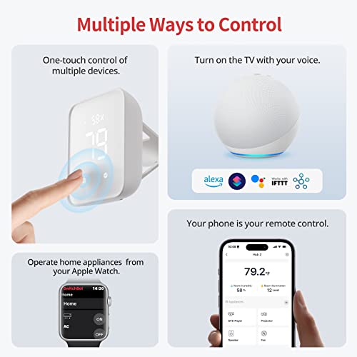SwitchBot Hub 2 (2nd Gen), Work as a WiFi Thermometer Hygrometer, IR Remote Control, Smart Remote and Light Sensor, Link SwitchBot to Wi-Fi (Support 2.4GHz), Compatible with Alexa&Google Assistant